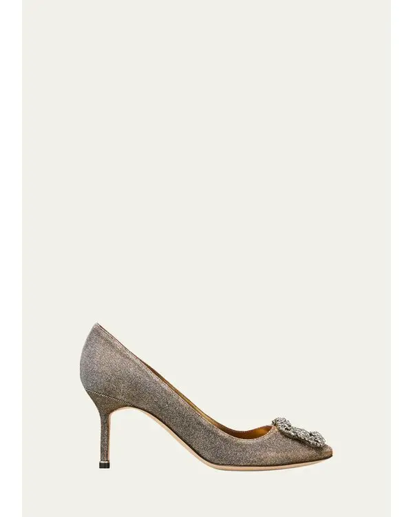 Manolo Blahnik Hangisi 70mm Flannel Pumps - Bronze