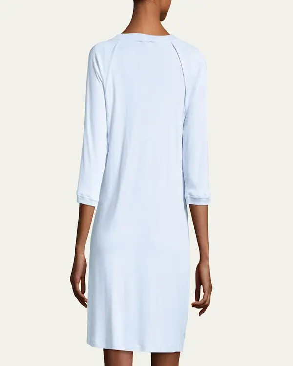 Hanro Pure Essence 3/4-sleeve Gown - Blue Glow
