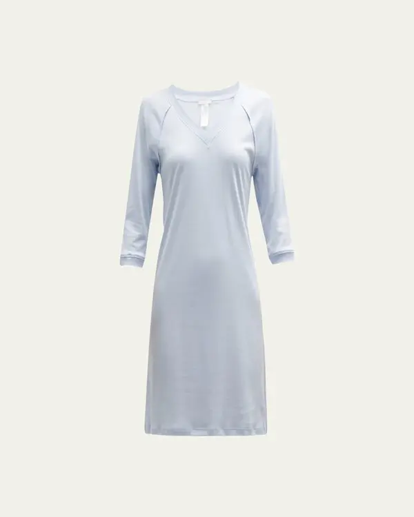 Hanro Pure Essence 3/4-sleeve Gown - Blue Glow