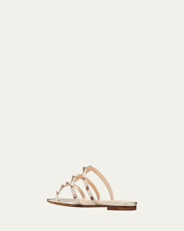 Valentino Garavani Rockstud City Flat Slide Sandals - Skin