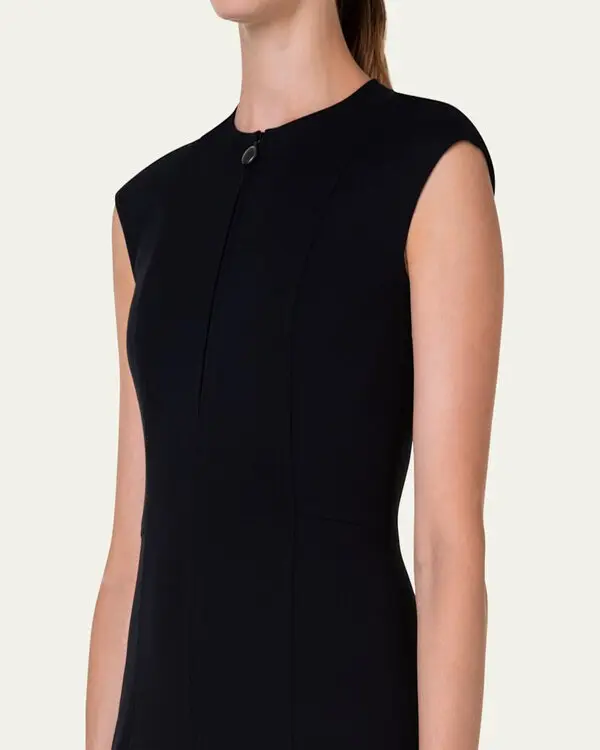 Akris Cap-sleeve Zip-front Seamed Sheath Dress