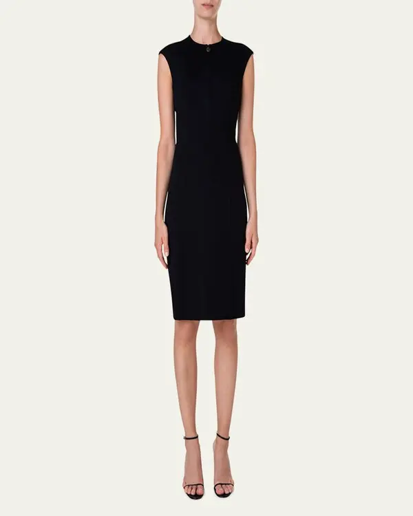 Akris Cap-sleeve Zip-front Seamed Sheath Dress
