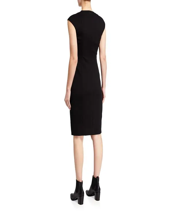 Akris Cap-sleeve Zip-front Seamed Sheath Dress