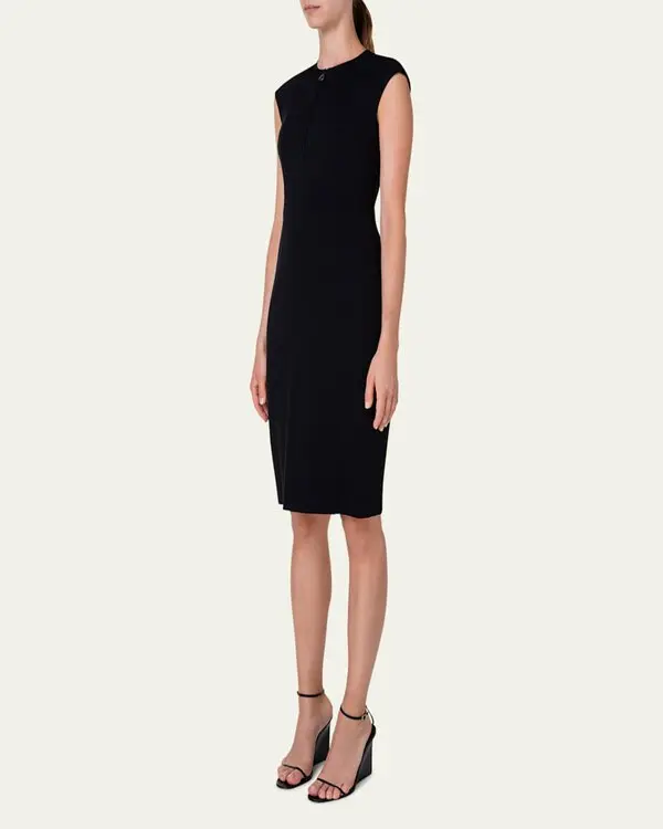 Akris Cap-sleeve Zip-front Seamed Sheath Dress