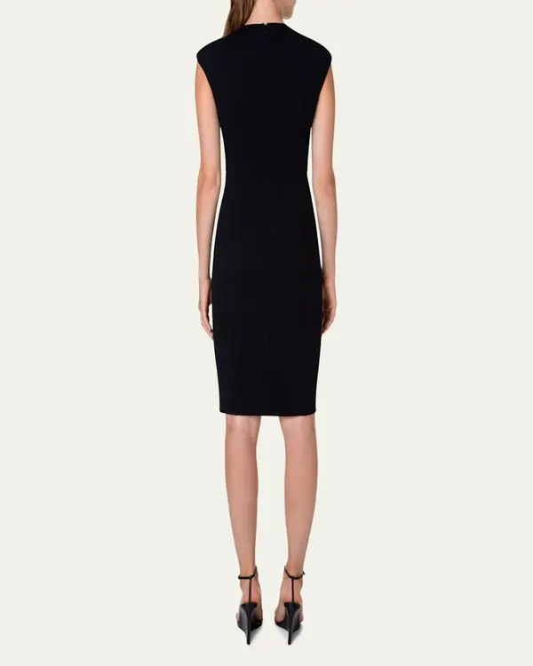 Akris Cap-sleeve Zip-front Seamed Sheath Dress