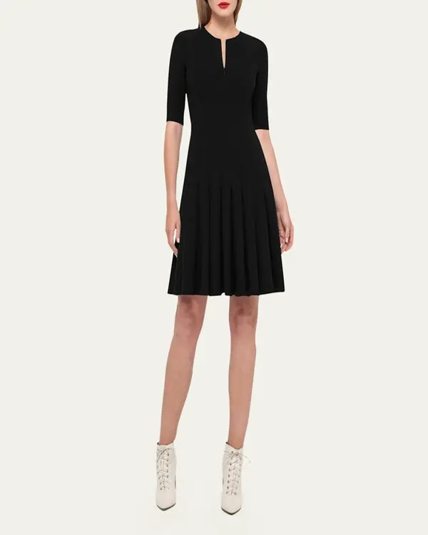 Akris Elbow-sleeve Zip-front Dress