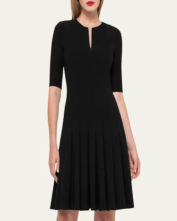 Akris Elbow-sleeve Zip-front Dress