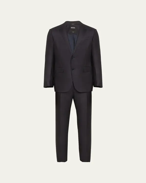 Zegna Trofeo Milano Two-piece Wool Suit - Navy Solid