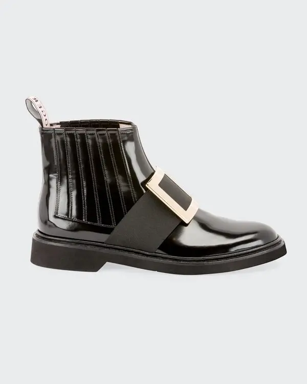 ROGER VIVIER Viv Ranger Patent Leather Booties