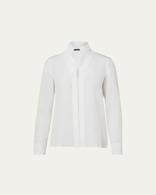 Akris Split-neck Silk Blouse