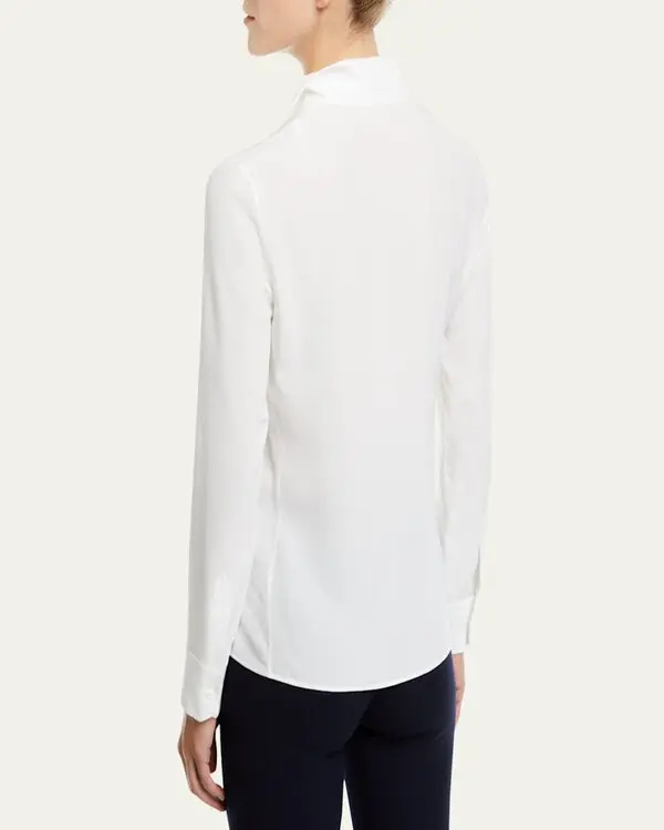 Akris Split-neck Silk Blouse