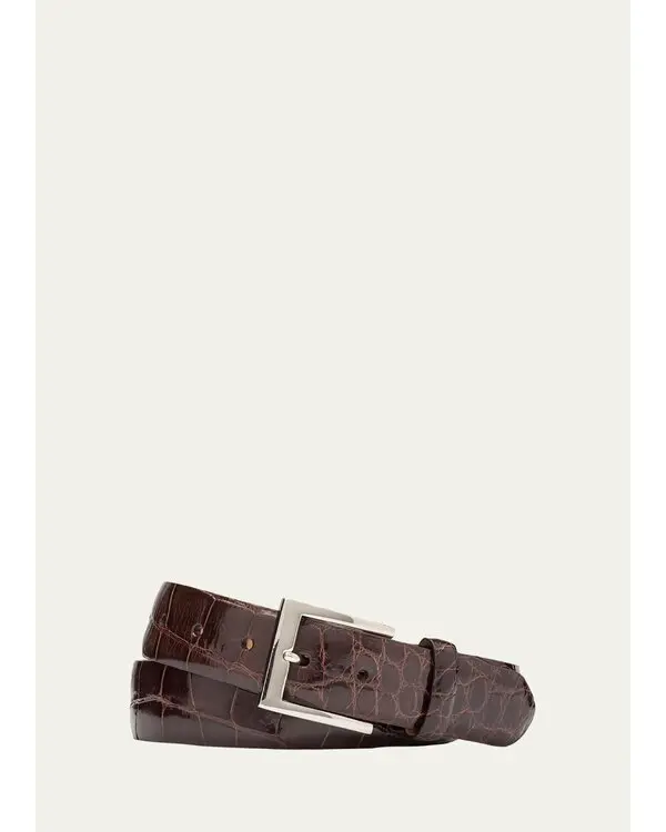 W.KLEINBERG Glazed Alligator Belt - Brown