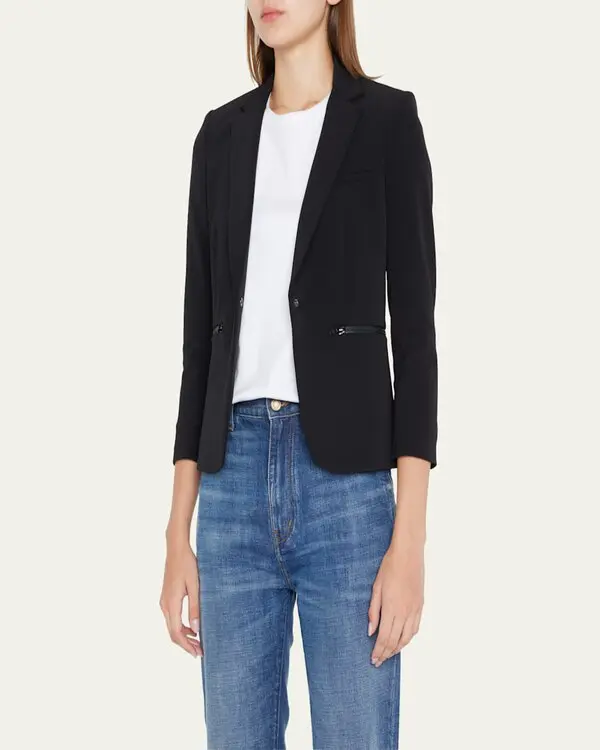 Veronica Beard Scuba Schoolboy Blazer Jacket - Black
