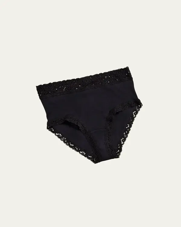 Hanro Mots Lace-trim Full Brief - Black