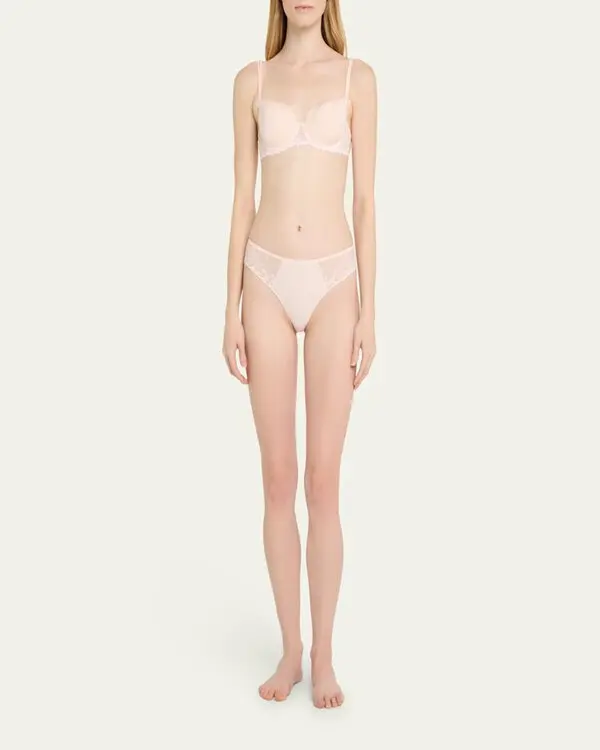 Simone Perele Delice Lace Mesh Thong - Blush