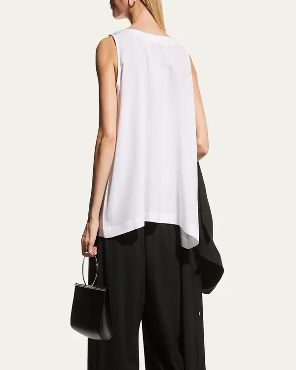 Eskandar Lightweight Silk A-line Shell - White