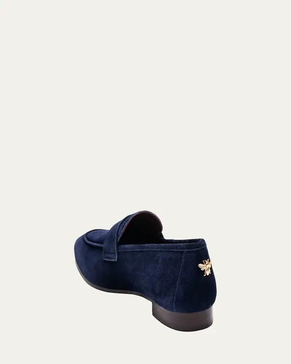 BOUGEOTTE Suede Penny Loafer - Navy