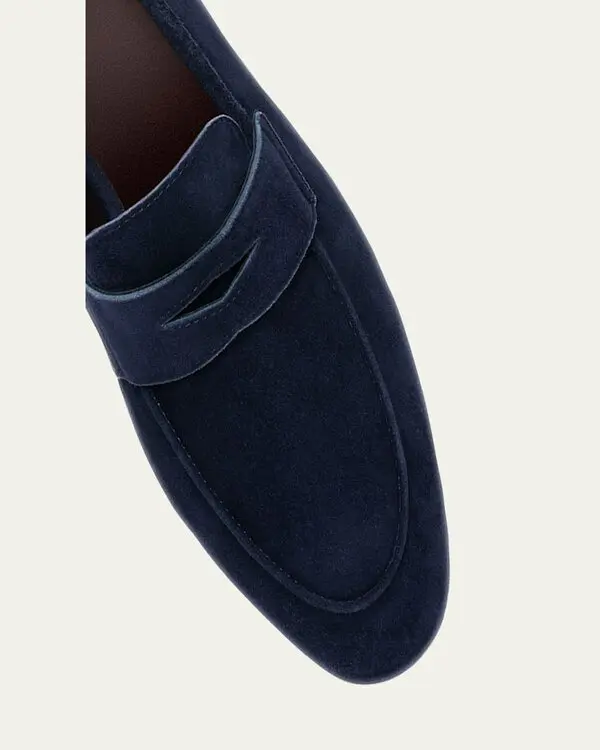 BOUGEOTTE Suede Penny Loafer - Navy
