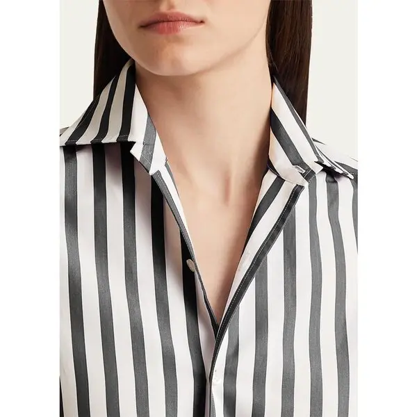 Ralph Lauren Capri Striped Cotton Blouse - White Multi