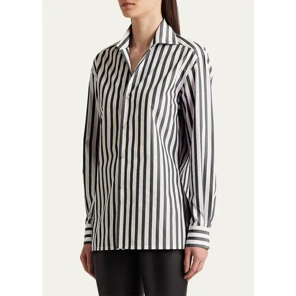 Ralph Lauren Capri Striped Cotton Blouse - White Multi