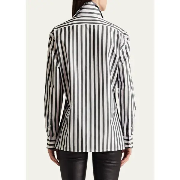 Ralph Lauren Capri Striped Cotton Blouse - White Multi
