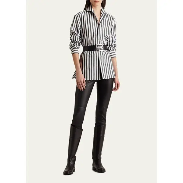 Ralph Lauren Capri Striped Cotton Blouse - White Multi