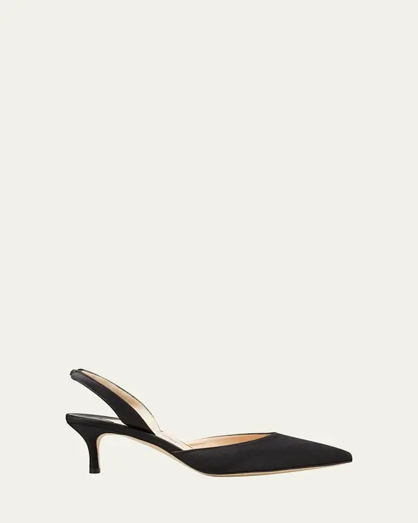 Manolo Blahnik Carolyne Satin Slingback Pumps - Black
