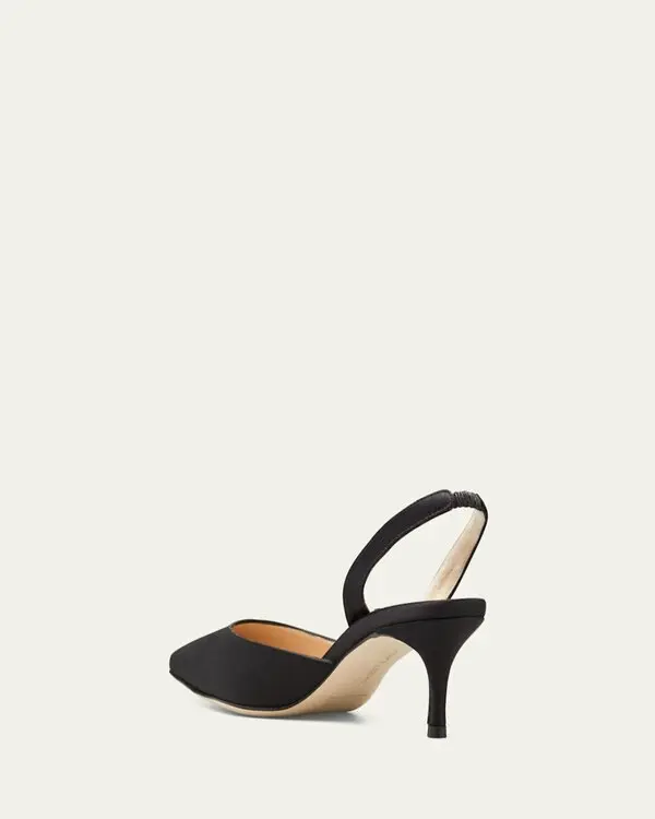 Manolo Blahnik Carolyne Satin Slingback Pumps - Black