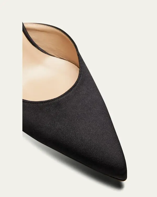 Manolo Blahnik Carolyne Satin Slingback Pumps - Black