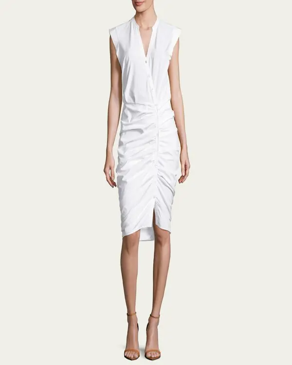 Veronica Beard Sleeveless Ruched Shirtdress
