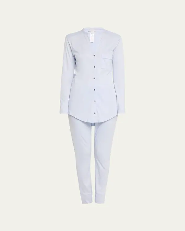 Hanro Pure Essence Two-piece Pajama Set - Blue Glow