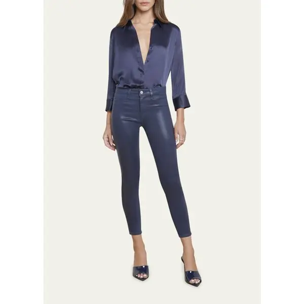 L'Agence Dani Silk Satin Button-down Blouse - Ivory