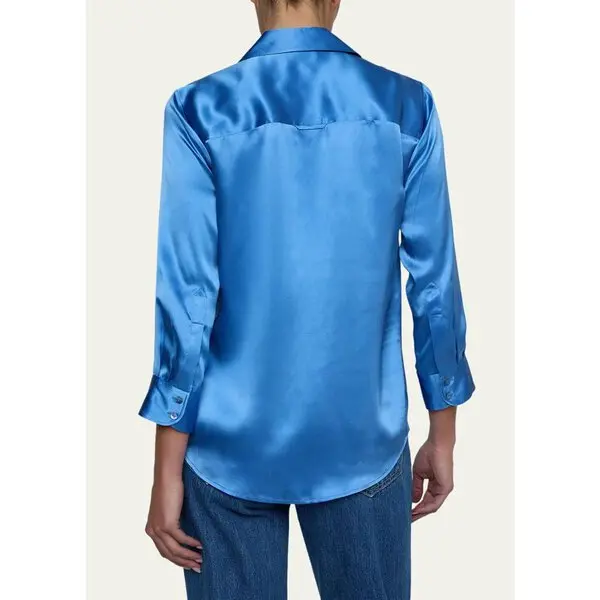 L'Agence Dani Silk Satin Button-down Blouse - Ivory