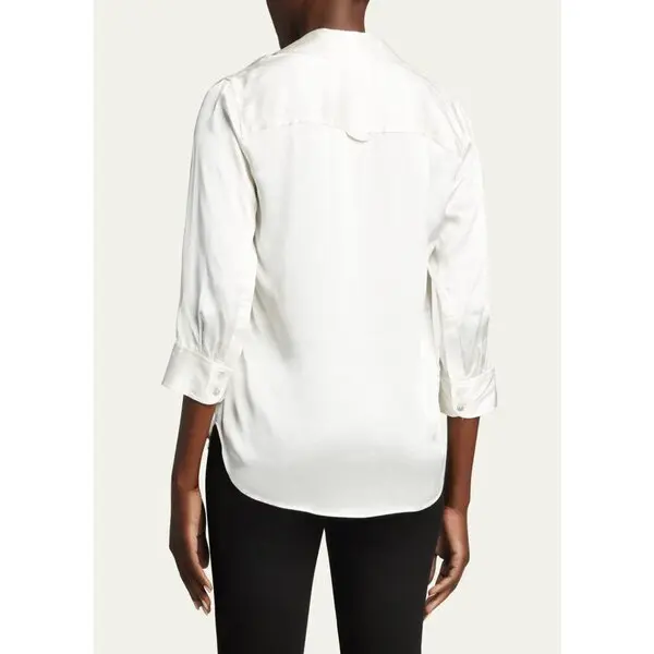L'Agence Dani Silk Satin Button-down Blouse - Ivory