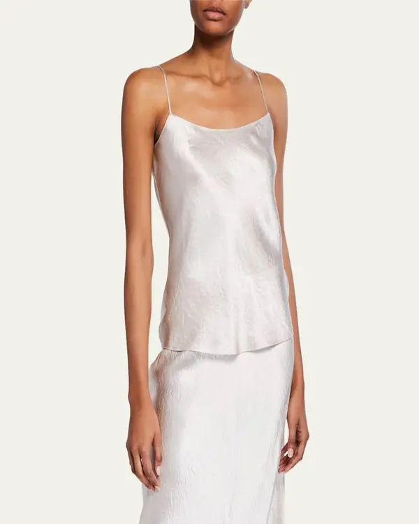 Vince Satin Scoop-neck Cami - Champagne
