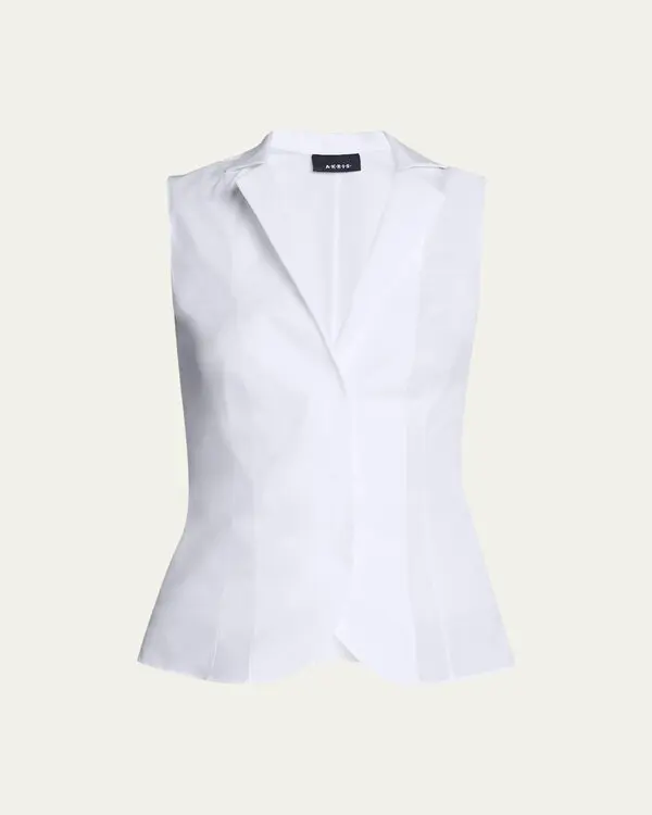 Akris Notched Stand-collar Sleeveless Blouse