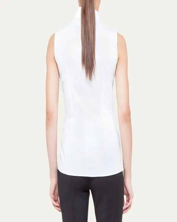 Akris Notched Stand-collar Sleeveless Blouse