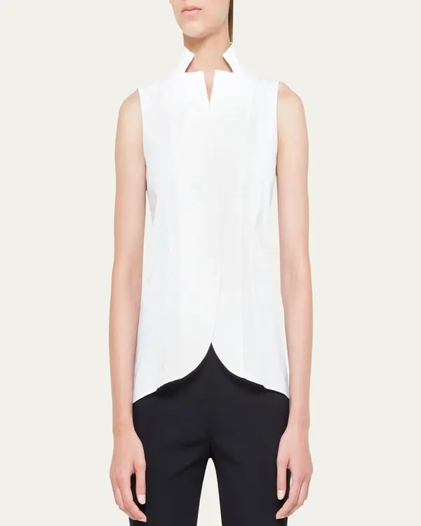 Akris Notched Stand-collar Sleeveless Blouse