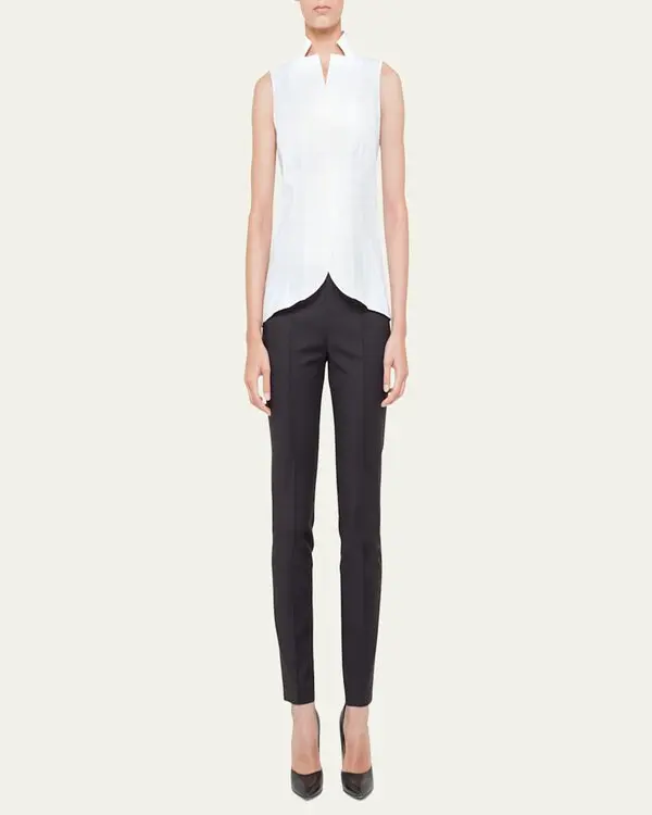 Akris Notched Stand-collar Sleeveless Blouse