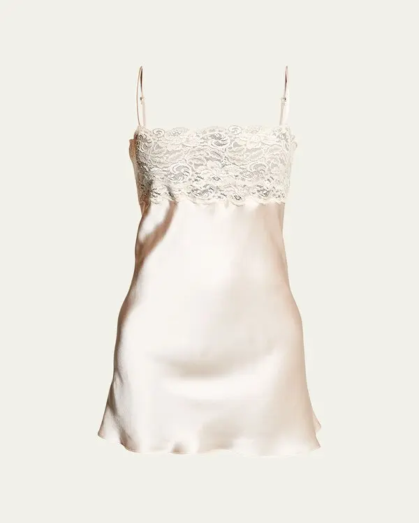 Christine Lingerie Bijoux Lace-trim Silk Chemise - Light Pink