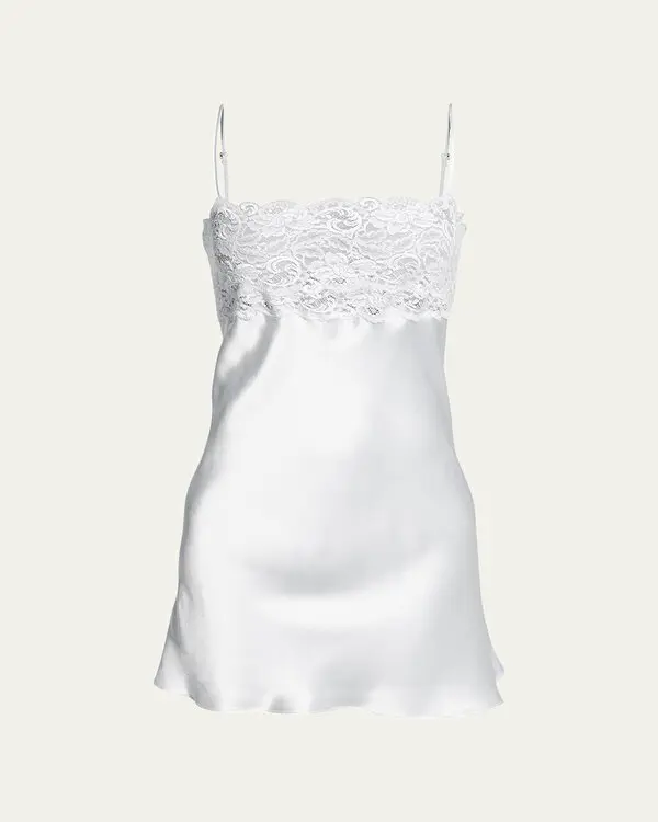 Christine Lingerie Bijoux Lace-trim Silk Chemise - Pearl
