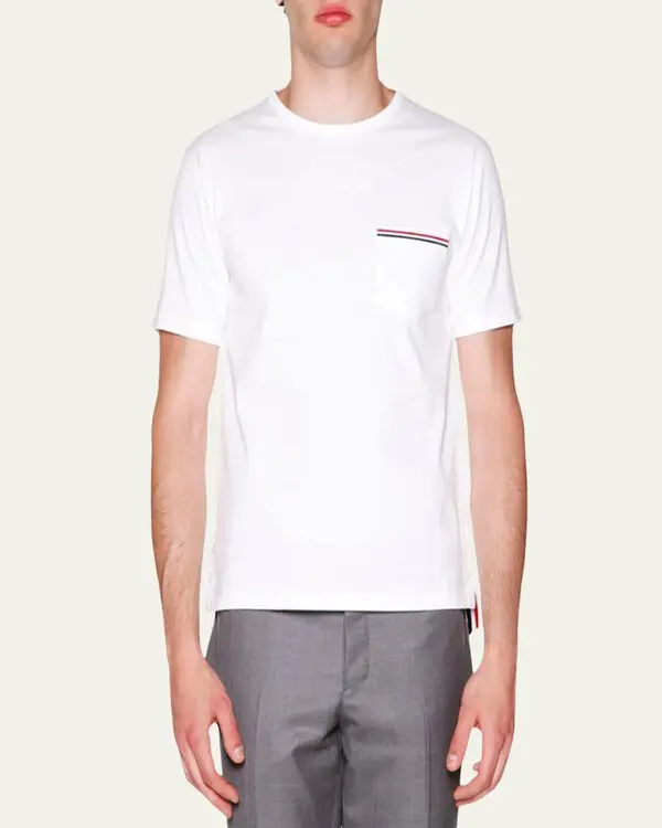 Thom Browne Short-sleeve Logo Pocket T-shirt - White