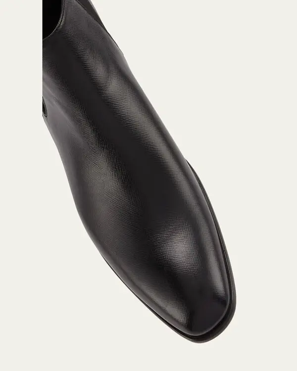 Prada Saffiano Leather Chelsea Boots - Black