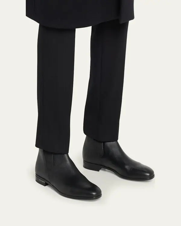 Prada Saffiano Leather Chelsea Boots - Black