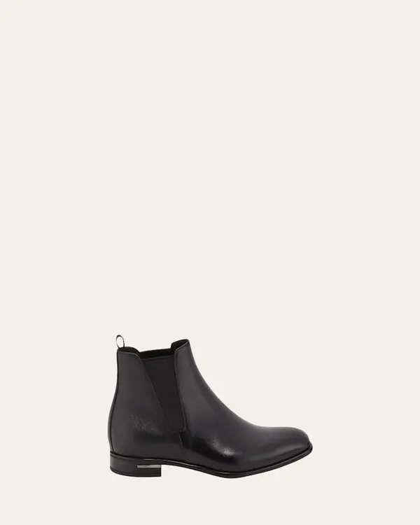 Prada Saffiano Leather Chelsea Boots - Black