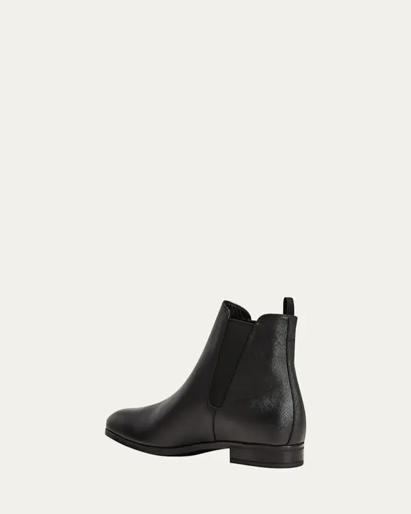 Prada Saffiano Leather Chelsea Boots - Black