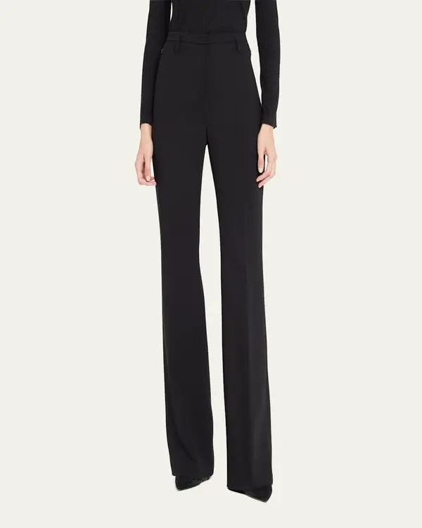 Akris Farrah Boot-cut Wool Pants - Black