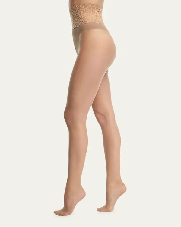 Commando Lace-waist Tights - Med Nude
