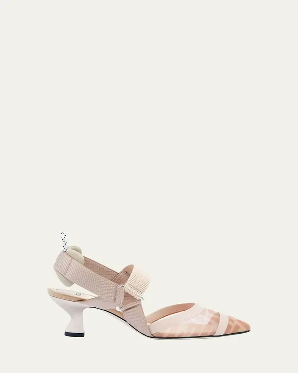 Fendi Colibri 55mm Slingback Pumps - Beige