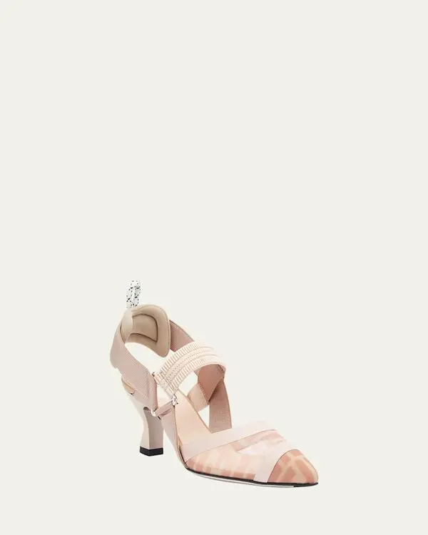 Fendi Colibri 55mm Slingback Pumps - Beige